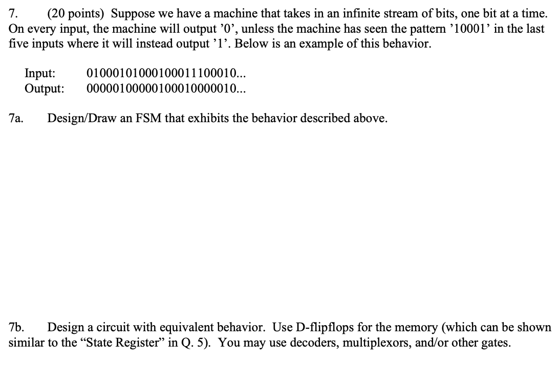 Solved 7. (20 points) Suppose we have a machine that takes | Chegg.com