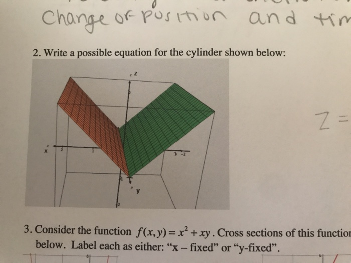 Solved Write a possible equation for the cylinder shown | Chegg.com