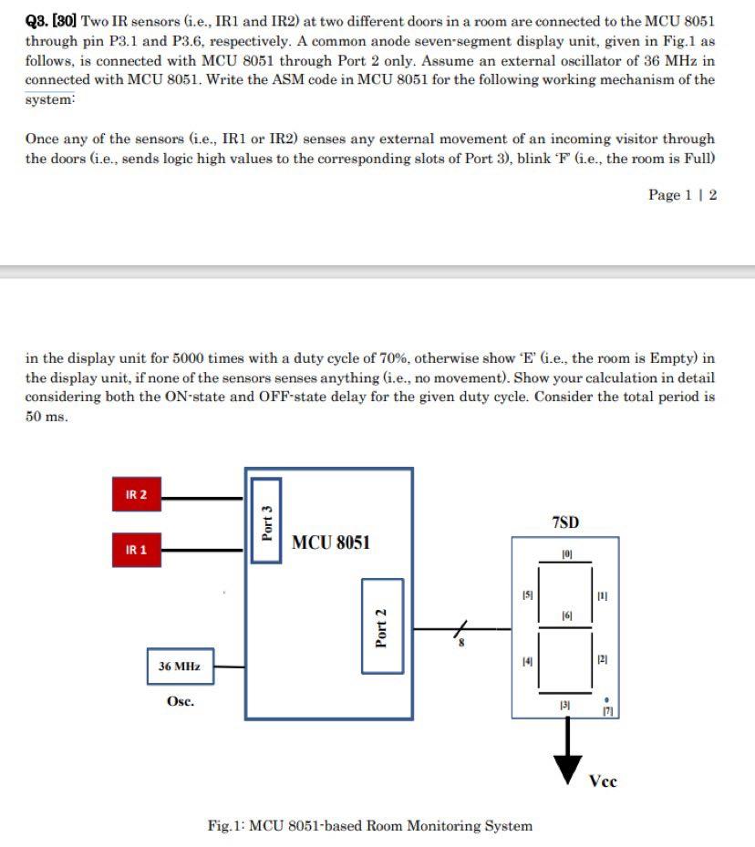 Solved Q3. [30] Two IR sensors (.e., IR1 and IR2) at two | Chegg.com