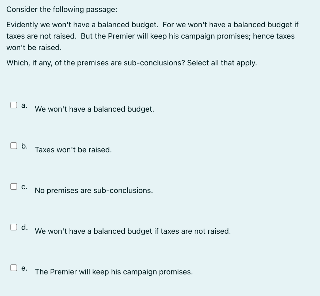 Solved Consider the following passage: Evidently we won't | Chegg.com