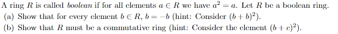 Solved = a A ring R is called boolean if for all elements a | Chegg.com