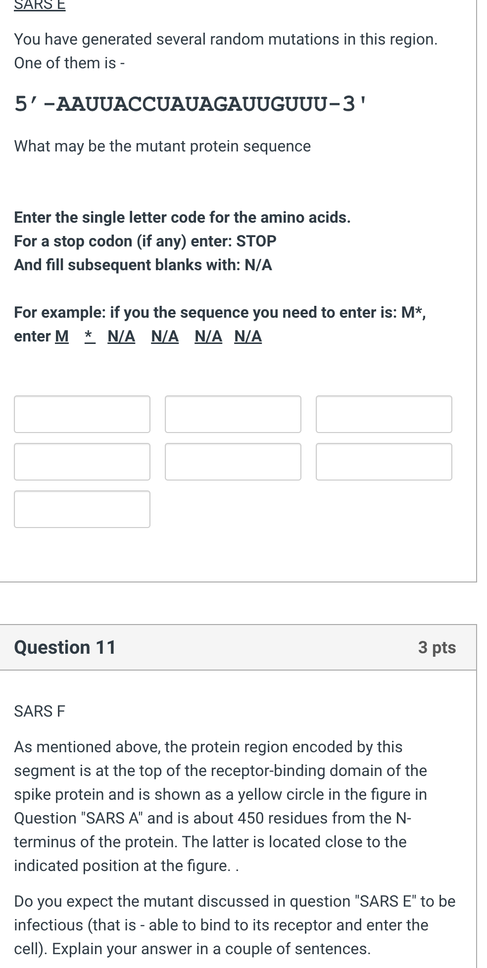 Solved SARS E You have generated several random mutations in | Chegg.com