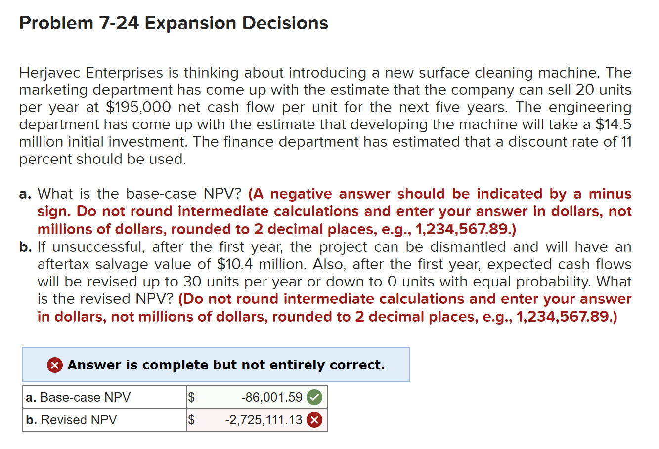 Solved Problem 7-24 Expansion Decisions Herjavec Enterprises | Chegg.com