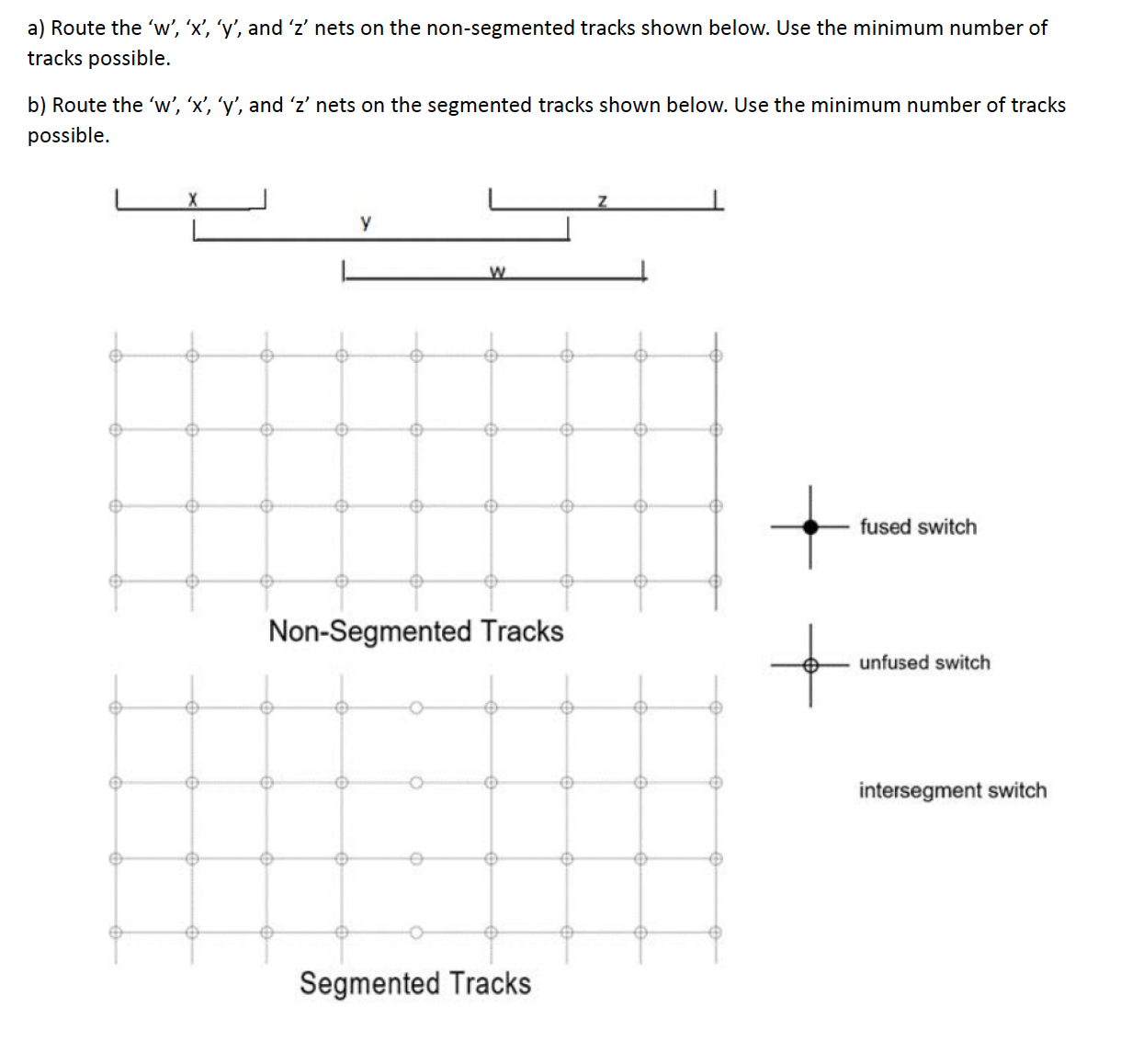Solved a) ﻿Route the ' w ', ' x ', ' y ', ﻿and ' z ' ﻿nets | Chegg.com