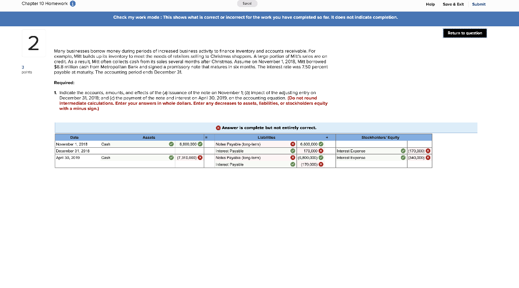 Solved Chapter 10 Homework Swed Help Save & Exit Submit | Chegg.com