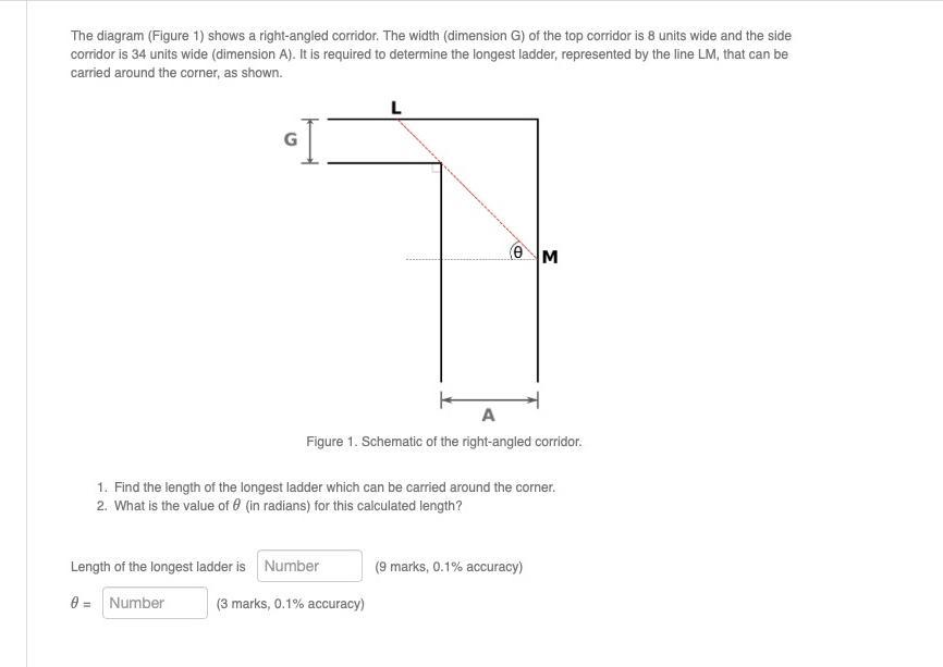 Solved The diagram (Figure 1) shows a right-angled corridor. | Chegg.com