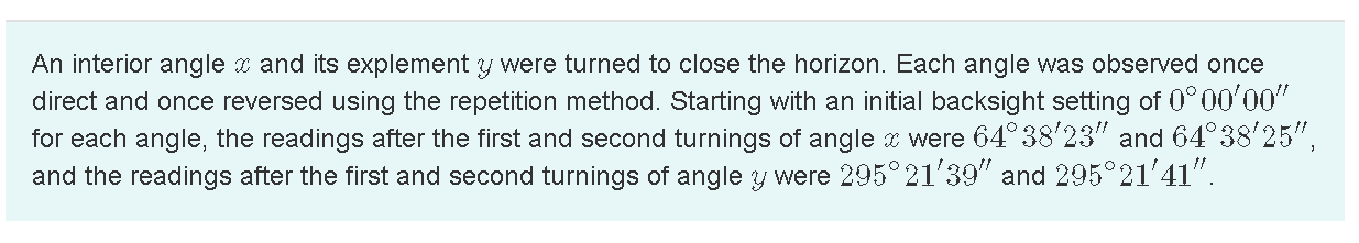 Solved An interior angle x and its explement y were turned | Chegg.com