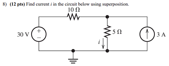 Solved (12 pts) Find current i in the circuit below using | Chegg.com