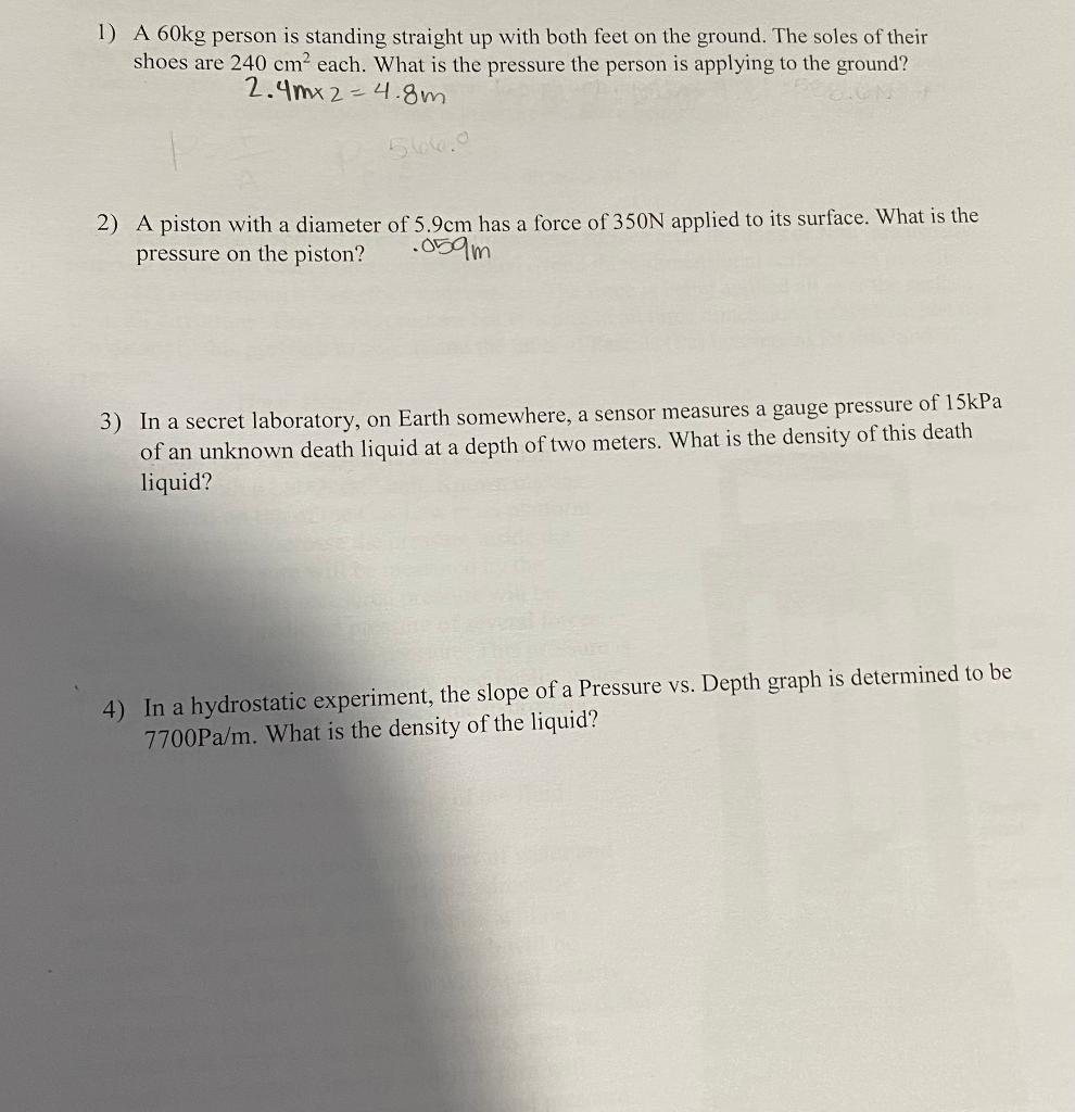 Solved 1) A 60 kg person is standing straight up with both | Chegg.com