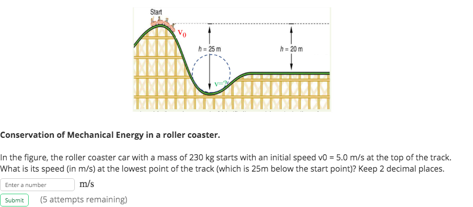 Solved: Start Vo H-25 M H= 20 M Conservation Of Mechanical... | Chegg.com