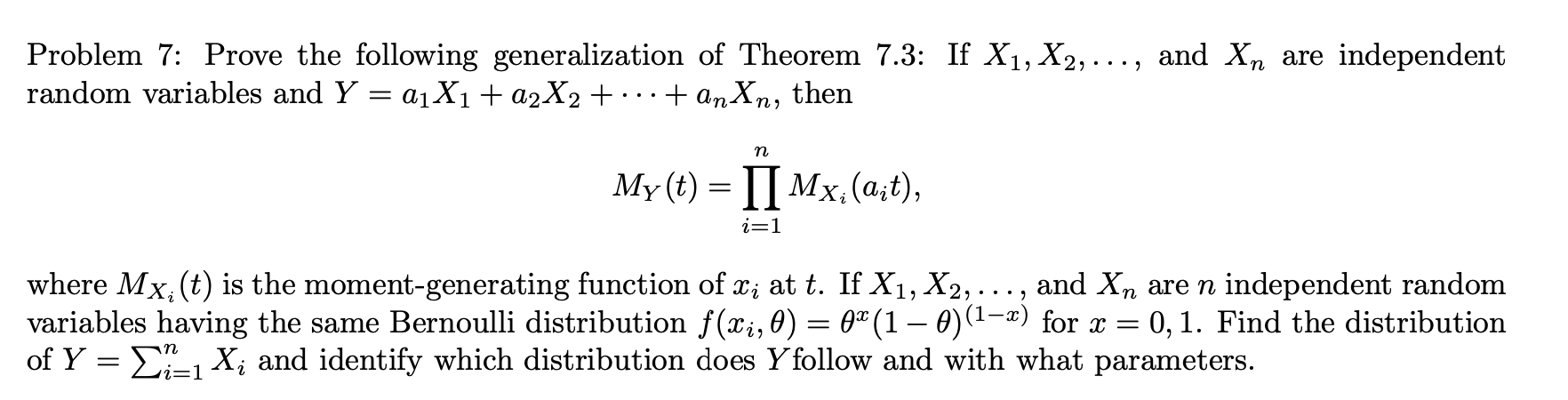 Solved Problem 7: Prove the following generalization of | Chegg.com