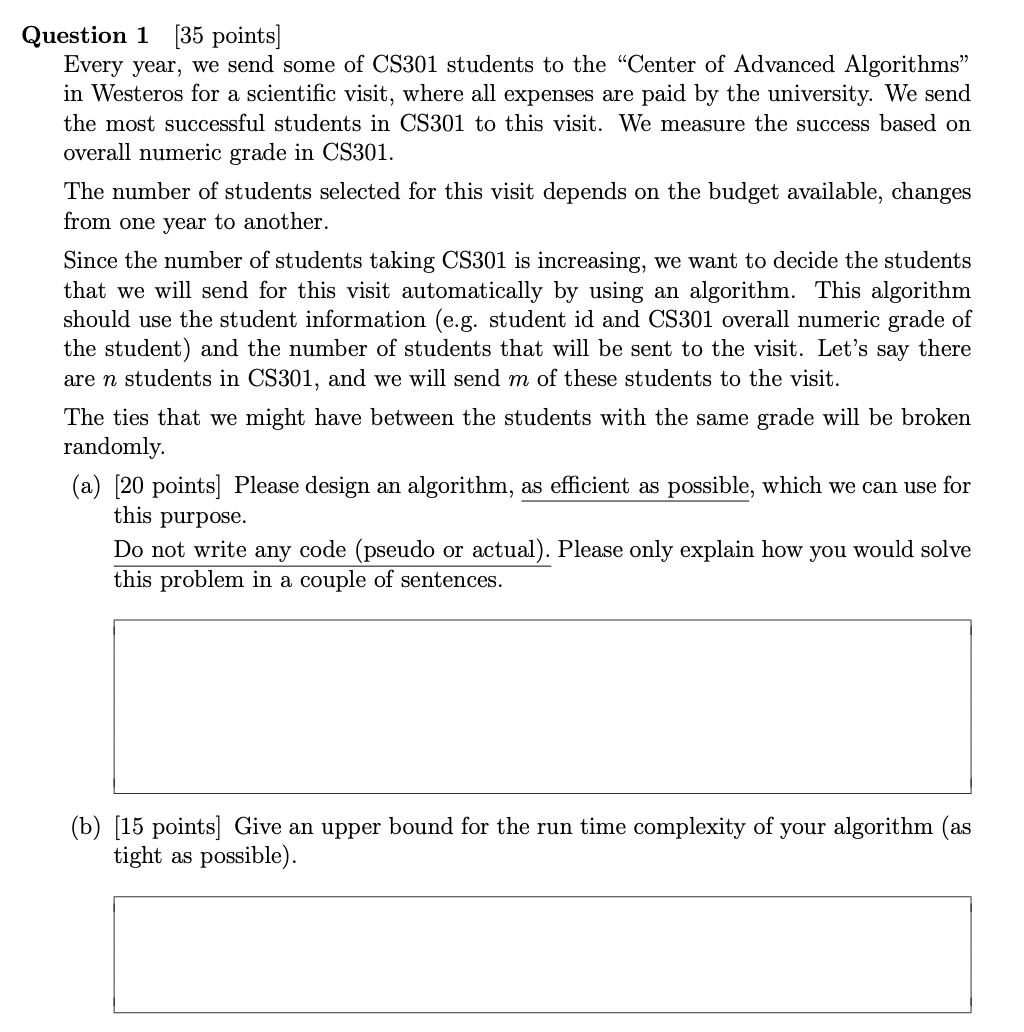 Solved Question 1 [35 points] Every year, we send some of | Chegg.com