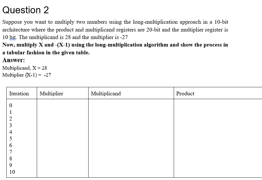 Solved Question 2 Suppose you want to multiply two numbers | Chegg.com