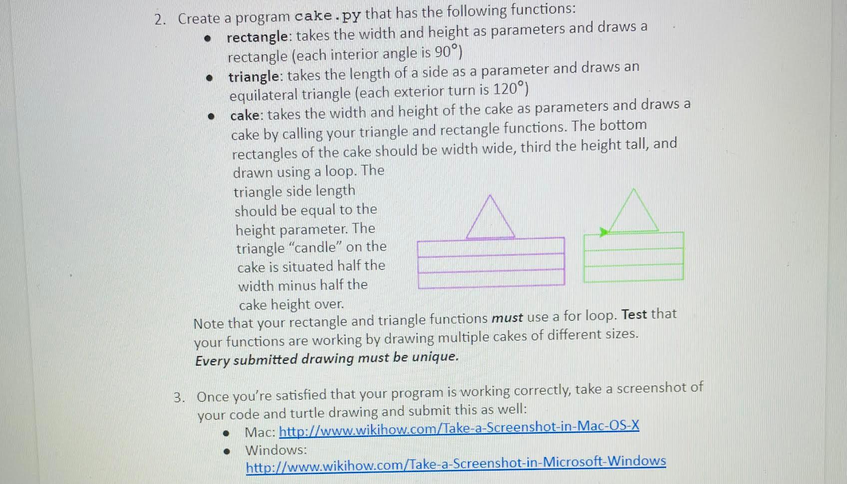 Solved Please Draw 3 Cakes using turtle function, including | Chegg.com