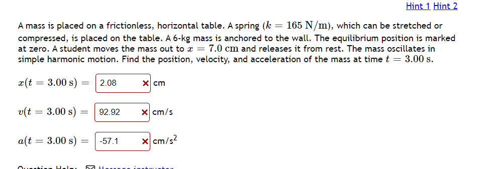 Solved A mass is placed on a frictionless, horizontal table. | Chegg.com