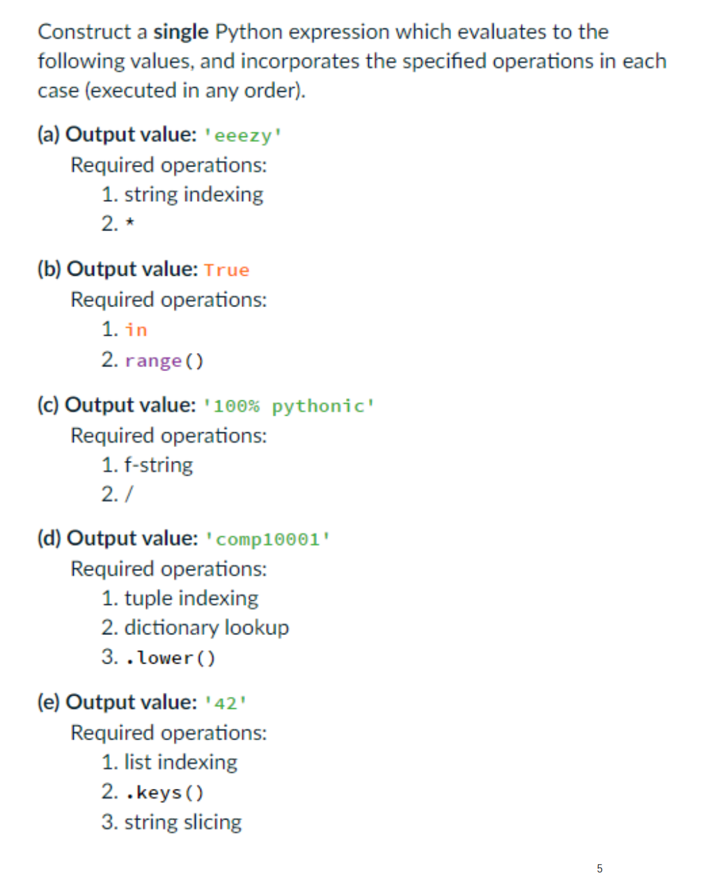 Solved Construct A Single Python Expression Which Evaluates 9875