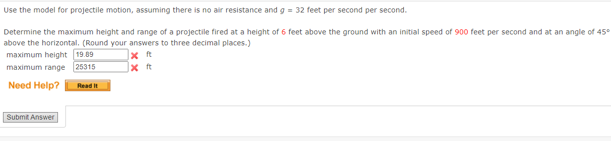 Solved Use the model for projectile motion, assuming there | Chegg.com