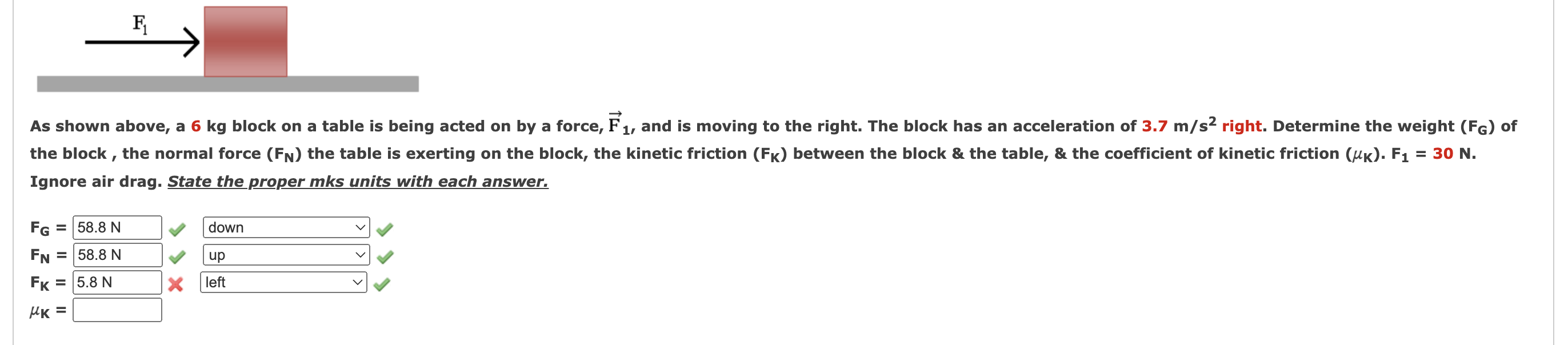 Solved Ignore air drag. State the proper mks units with each | Chegg.com