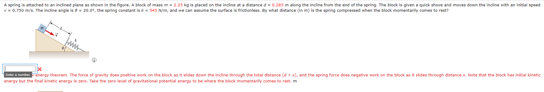 Solved A spring is attached to an inclined plane as shown in | Chegg.com