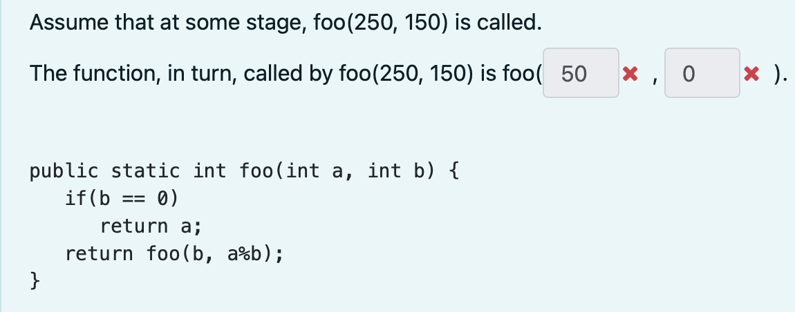Solved Assume that at some stage, foo(250,150) is called. | Chegg.com