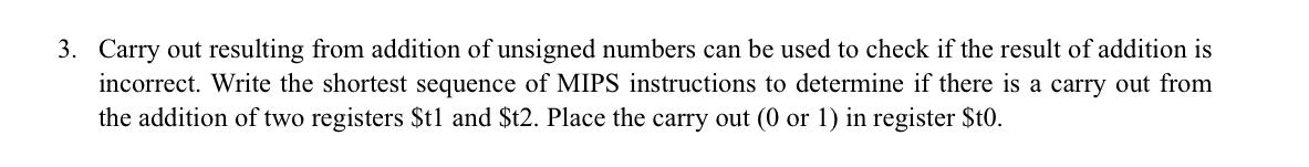 Solved Carry out resulting from addition of unsigned numbers | Chegg.com