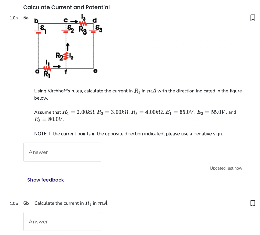 Solved Using Kirchhoff's rules, 6a) calculate the | Chegg.com