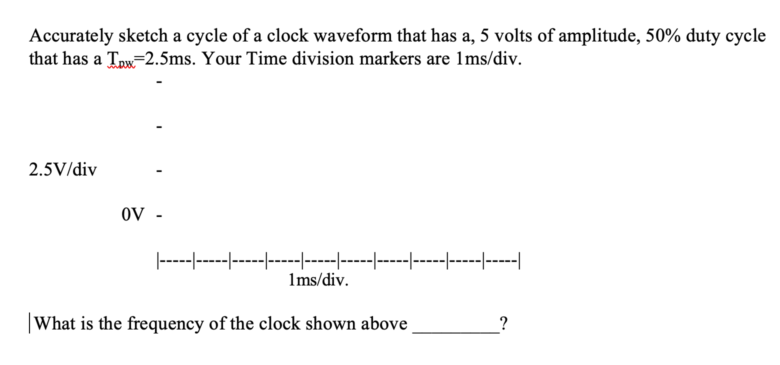Solved Accurately sketch a cycle of a clock waveform that | Chegg.com