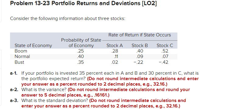 Solved Problem 13-23 Portfolio Returns and Deviations [LO2] | Chegg.com