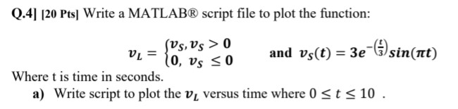 Solved Q4 20 Pts Write A Matlab® Script File To Plot The 6452