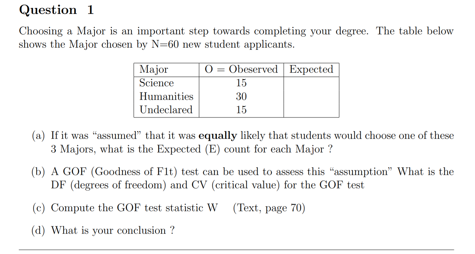 Solved Question 1 Choosing a Major is an important step | Chegg.com
