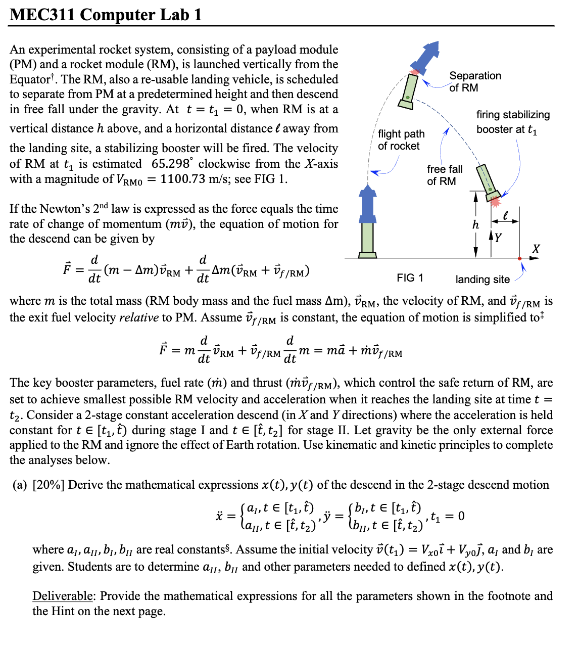 Solved MEC311 ﻿Computer Lab 1An ﻿experimental rocket system, | Chegg.com