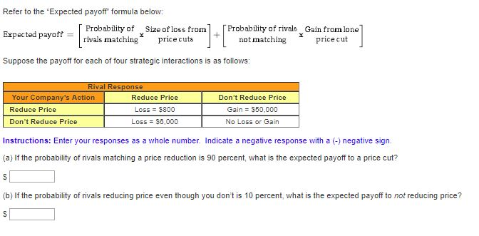 Solved Refer to the Expected payoff formula below Expected | Chegg.com