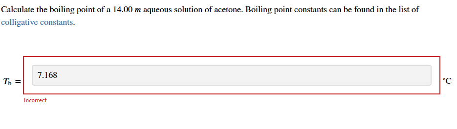 Solved Calculate the boiling point of a 14.00 m aqueous | Chegg.com