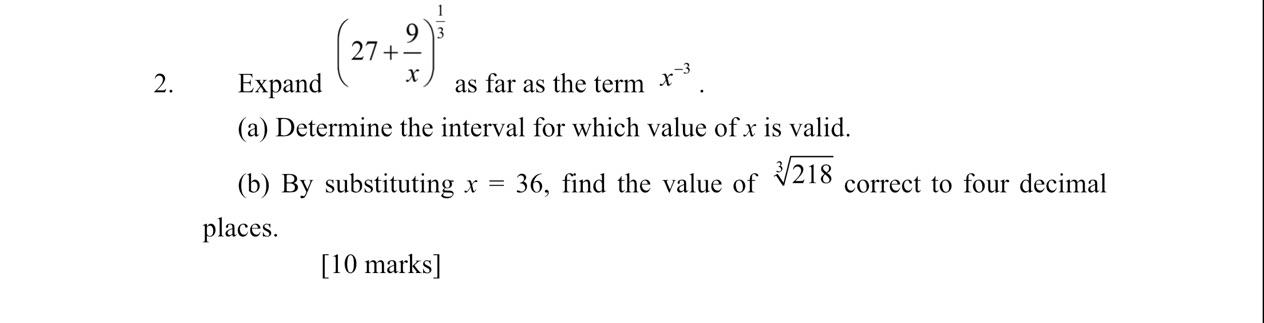 Solved 2. Expand (27+x9)31 as far as the term x−3. (a) | Chegg.com