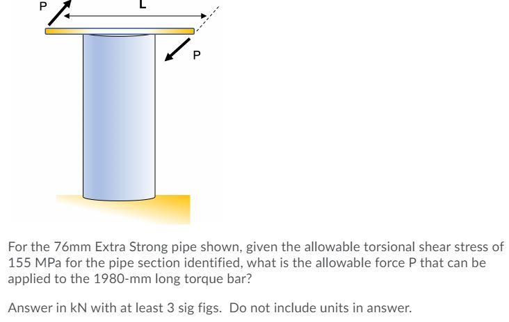 P P For the 76mm Extra Strong pipe shown, given the | Chegg.com