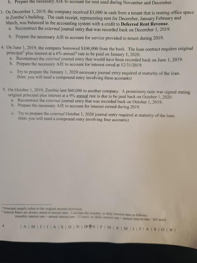 Solved b. Prepare the necessary AJE to account for rent used | Chegg.com