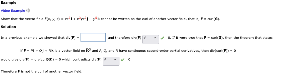 Solved Video Example" Show that the vector field | Chegg.com