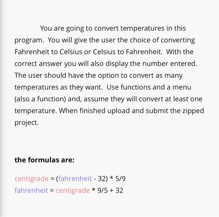 Solved You are going to convert temperatures in this | Chegg.com
