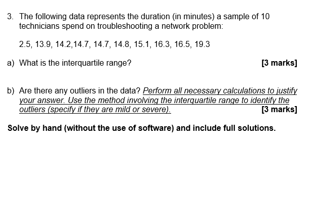 Solved 3. The following data represents the duration (in | Chegg.com