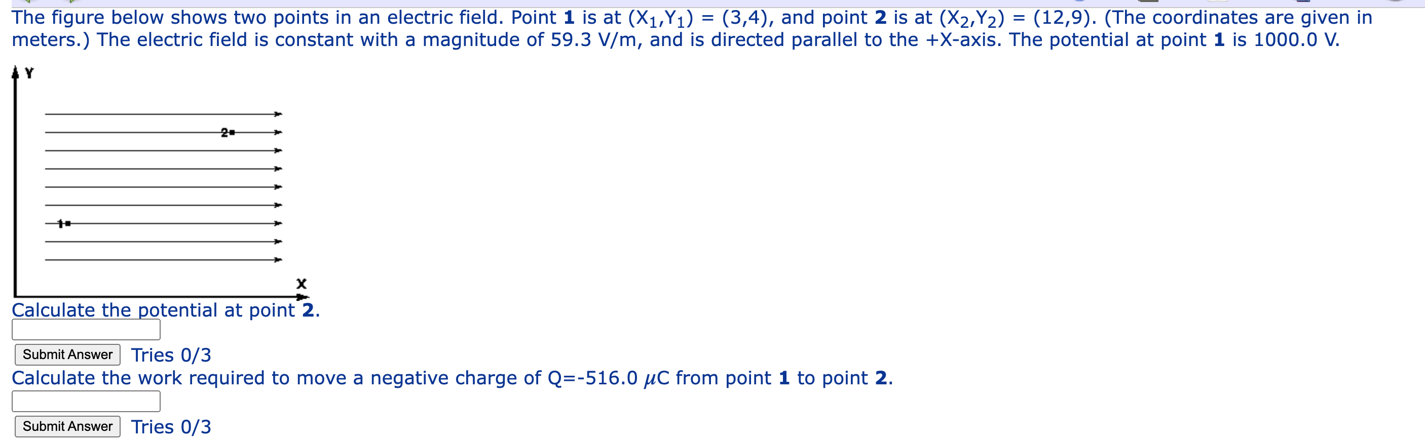 Solved The Figure Below Shows Two Points In An Electric