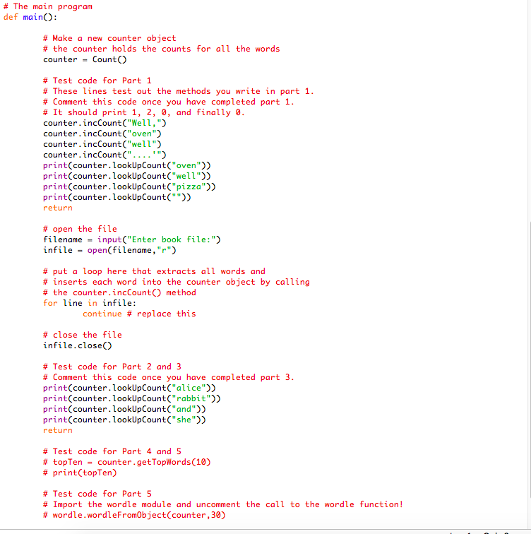 Solved Opening the stub file wordCount.py in IDLE, you'll | Chegg.com