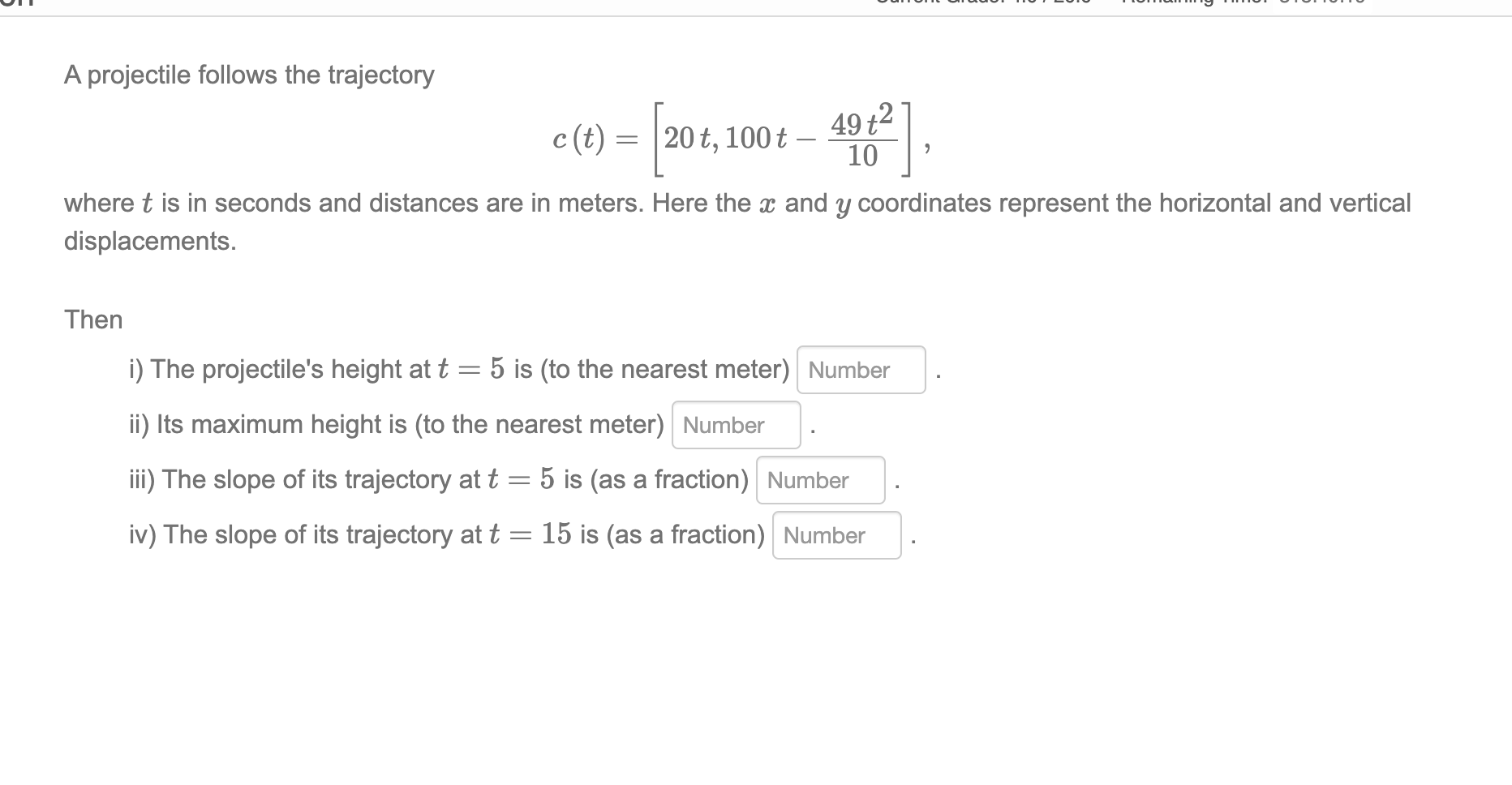 Solved A projectile follows the trajectory | Chegg.com