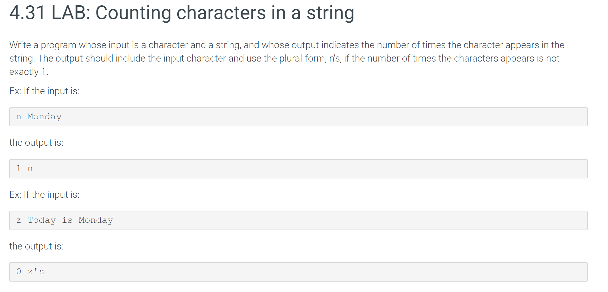 Solved 4 31 LAB Counting Characters In A String Write A Chegg