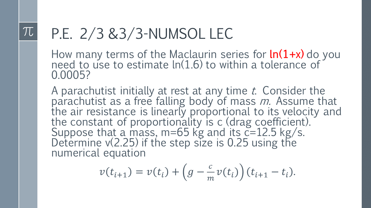 Solved T P.E. 2/3 &3/3-NUMSOL LEC How many terms of the | Chegg.com