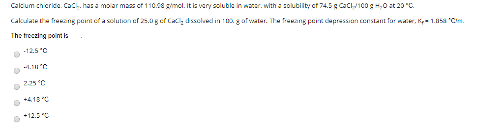 Solved Calcium chloride, CaCl2, has a molar mass of 110.98 | Chegg.com