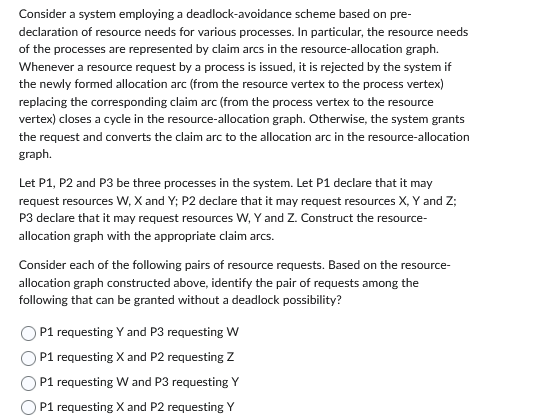 Solved Consider a system employing a deadlock-avoidance | Chegg.com