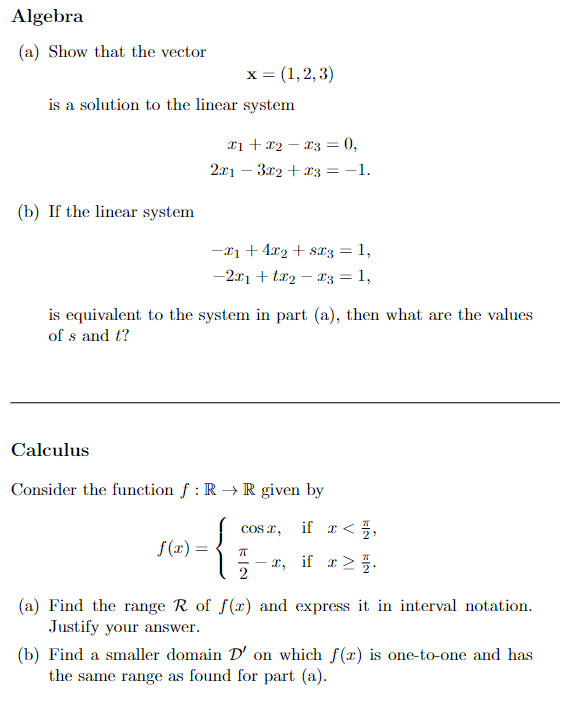 Solved Algebra (a) Show that the vector x=(1,2,3) is a | Chegg.com