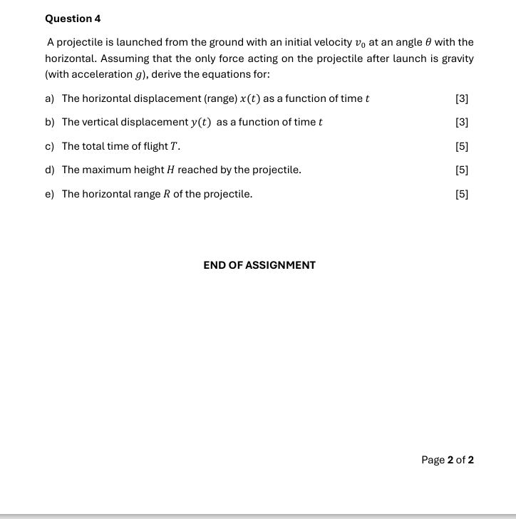 Solved Question 4A projectile is launched from the ground | Chegg.com