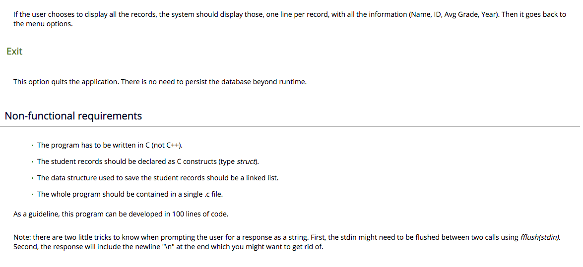Solved The program prompts the user using menu options to: | Chegg.com
