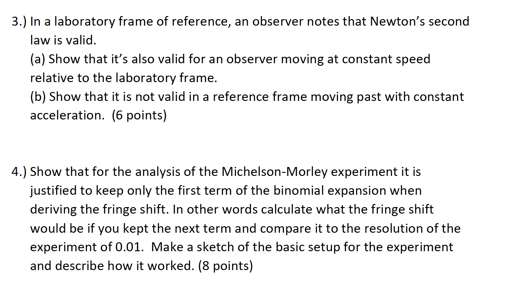 Solved 3.) In a laboratory frame of reference, an observer | Chegg.com